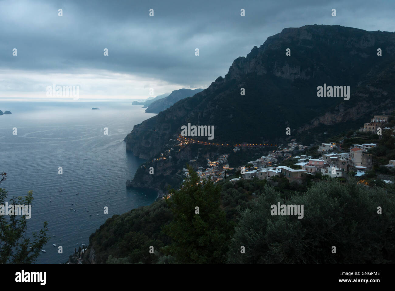 View of a town at coast, Montepertuso, Positano, Amalfi Coast, Salerno ...