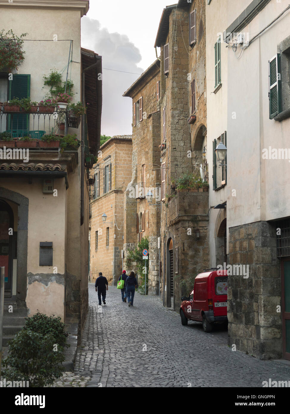 People walking in a narrow street, Orvieto, Terni Province, Umbria ...