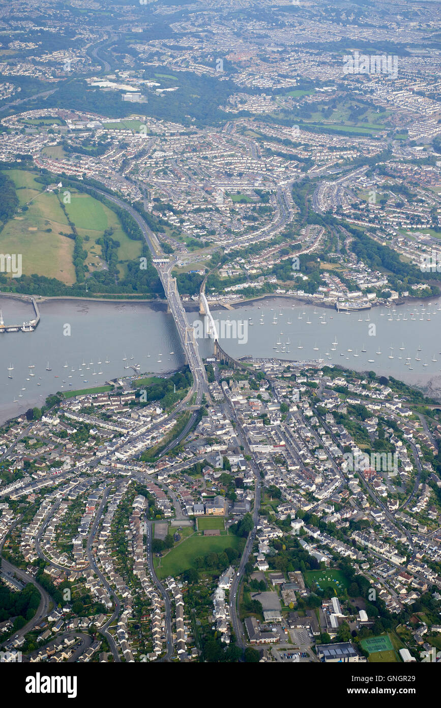 The Tamar Estuary and Saltash bridges, Plymouth, South Devon, South ...