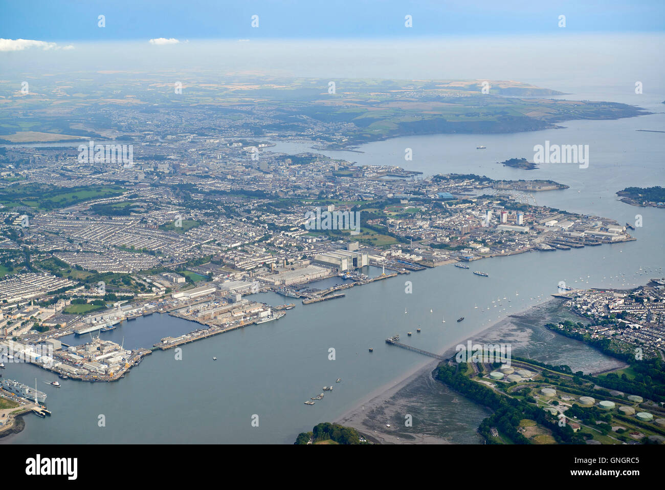 The Tamar Estuary, Saltash, Plymouth docks and navel base,, South Devon ...
