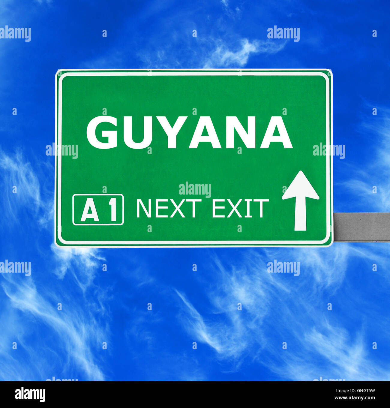GUYANA road sign against clear blue sky Stock Photo - Alamy