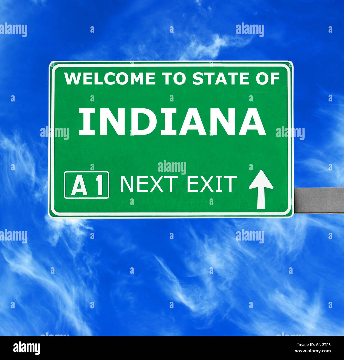 INDIANA road sign against clear blue sky Stock Photo - Alamy