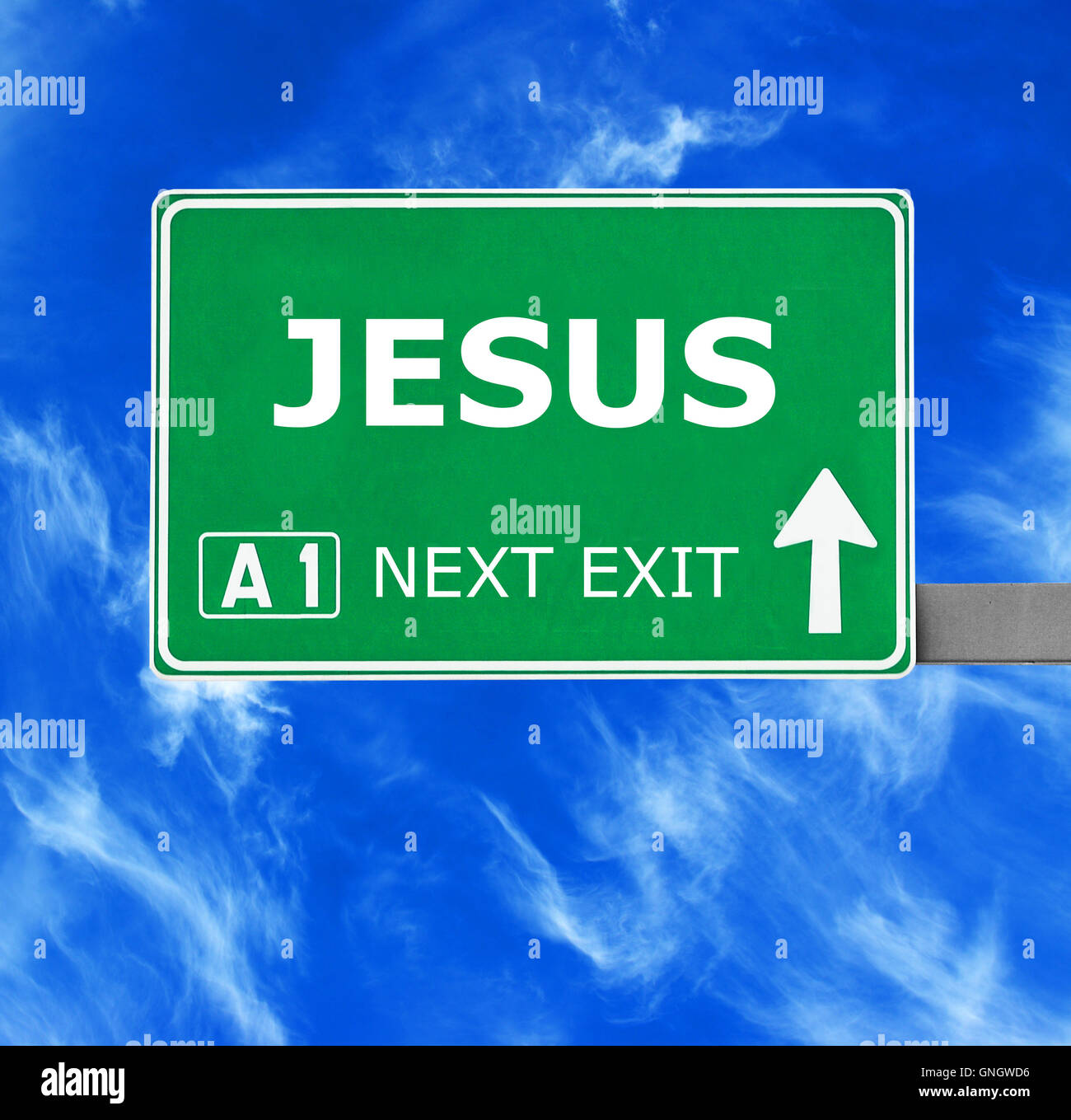 JESUS road sign against clear blue sky Stock Photo - Alamy