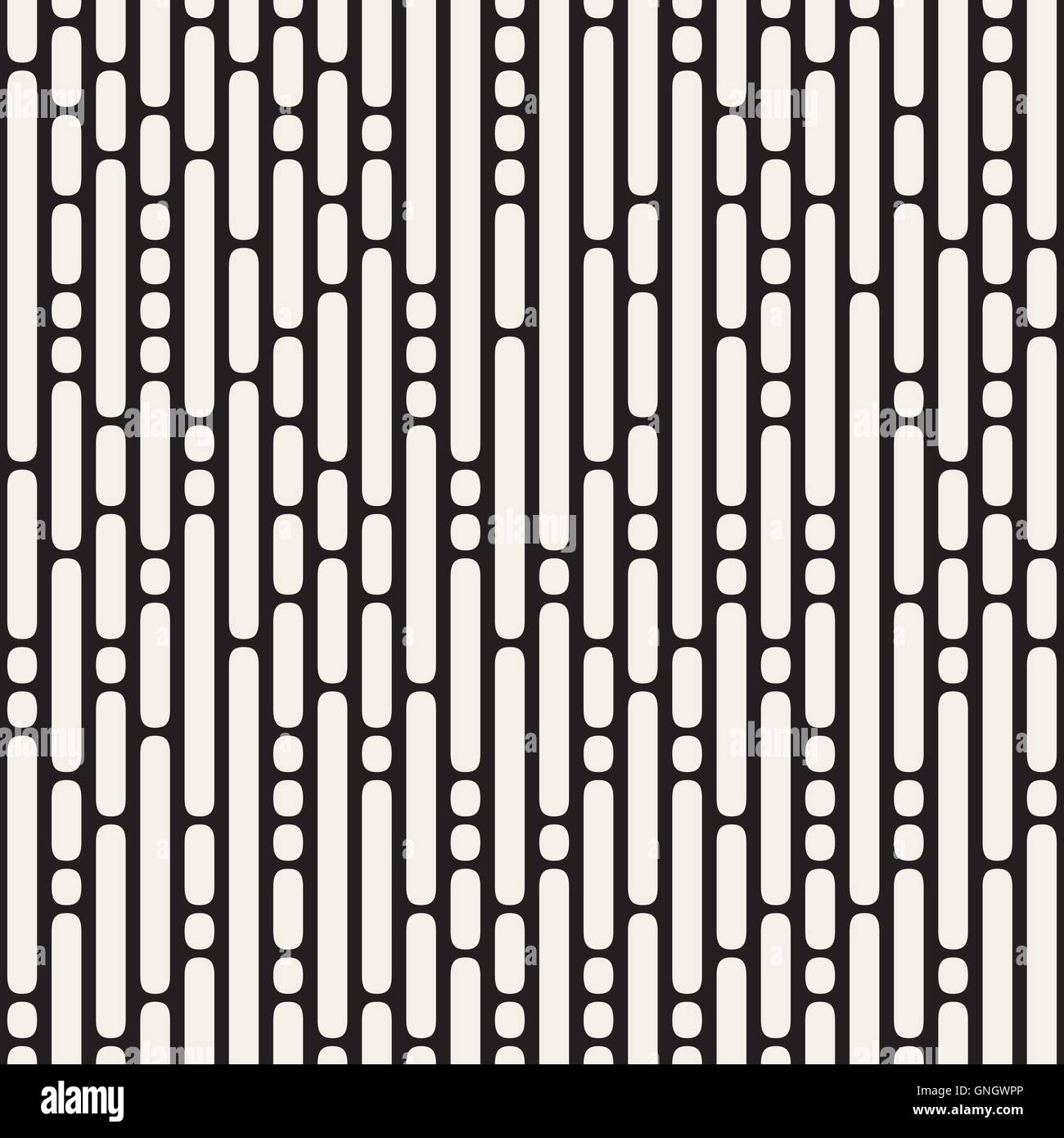 Vector Seamless Black and White Irregular Rounded Dash Lines Pattern ...
