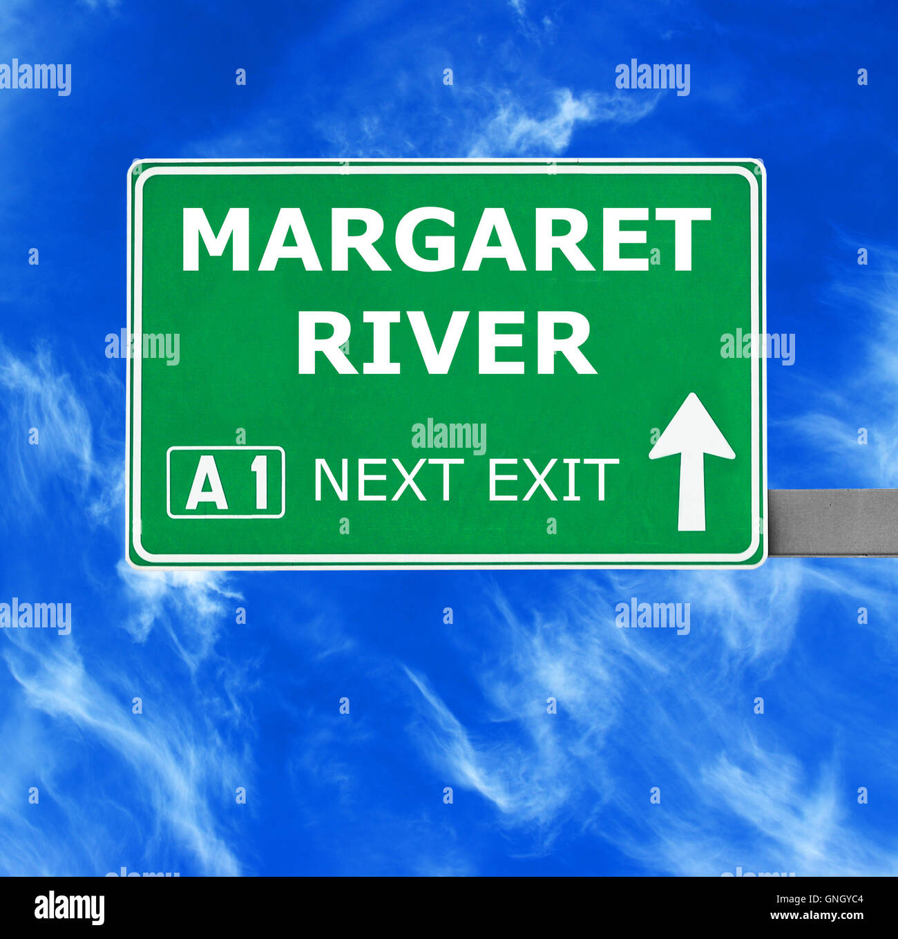MARGARET RIVER road sign against clear blue sky Stock Photo - Alamy