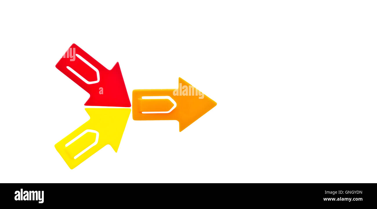 Red and yellow make orange, arrows pointing, color theory Stock Photo ...