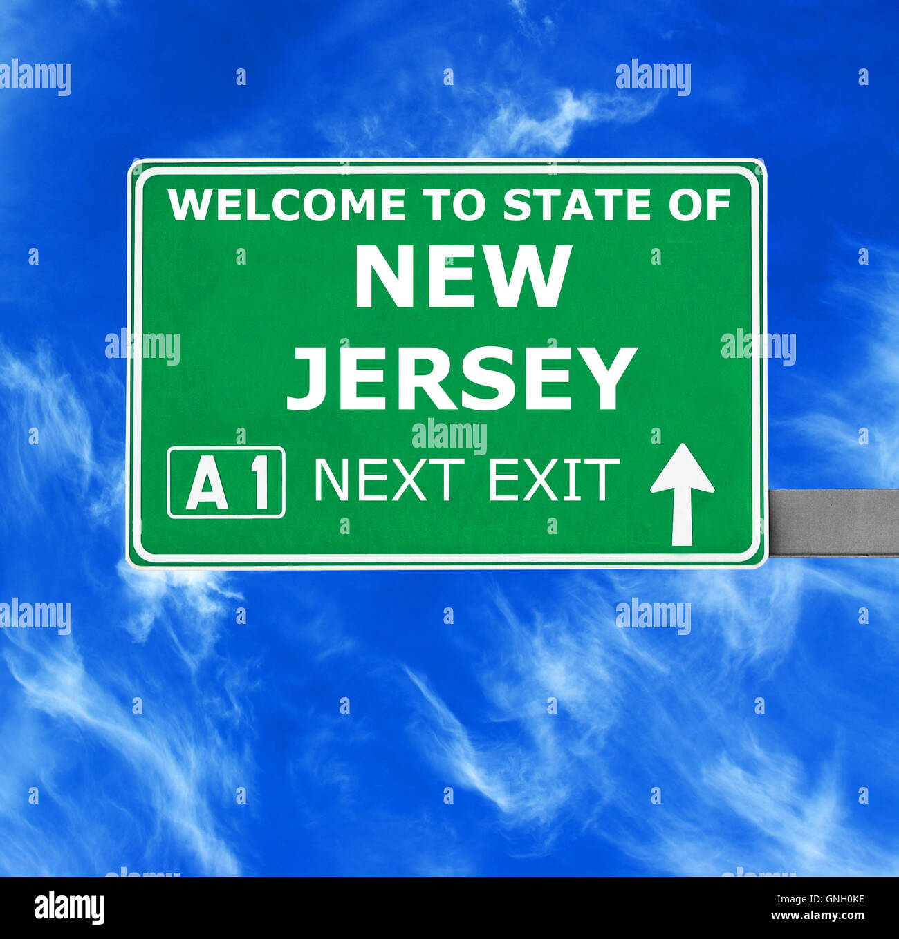 NEW JERSEY road sign against clear blue sky Stock Photo - Alamy