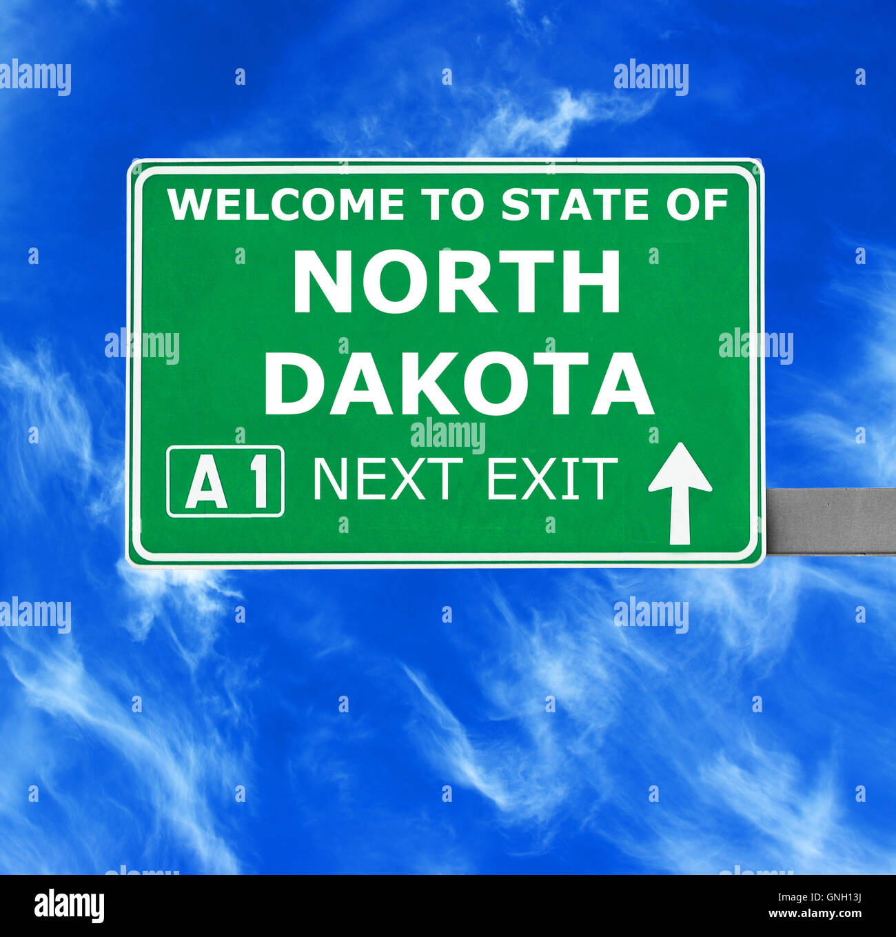 NORTH DAKOTA road sign against clear blue sky Stock Photo - Alamy