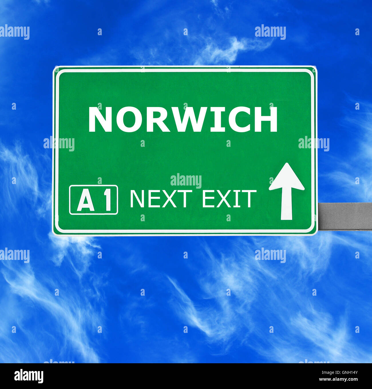 NORWICH road sign against clear blue sky Stock Photo - Alamy