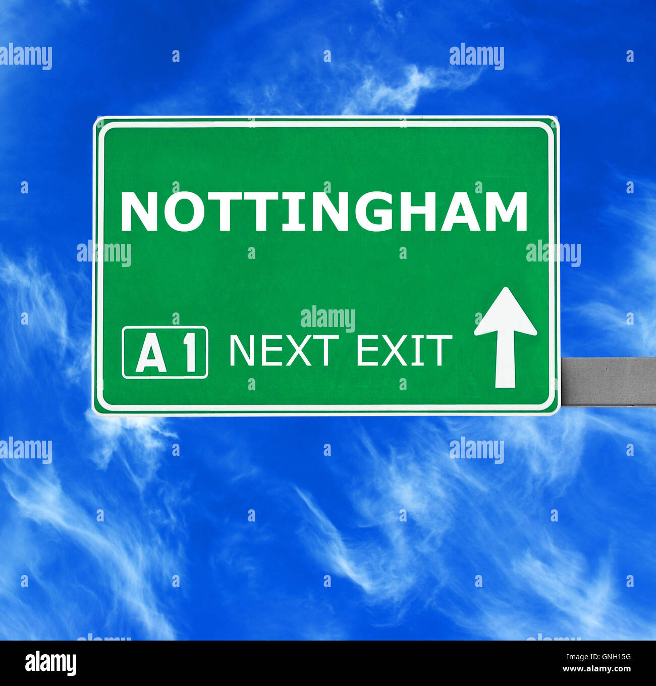 NOTTINGHAM road sign against clear blue sky Stock Photo - Alamy