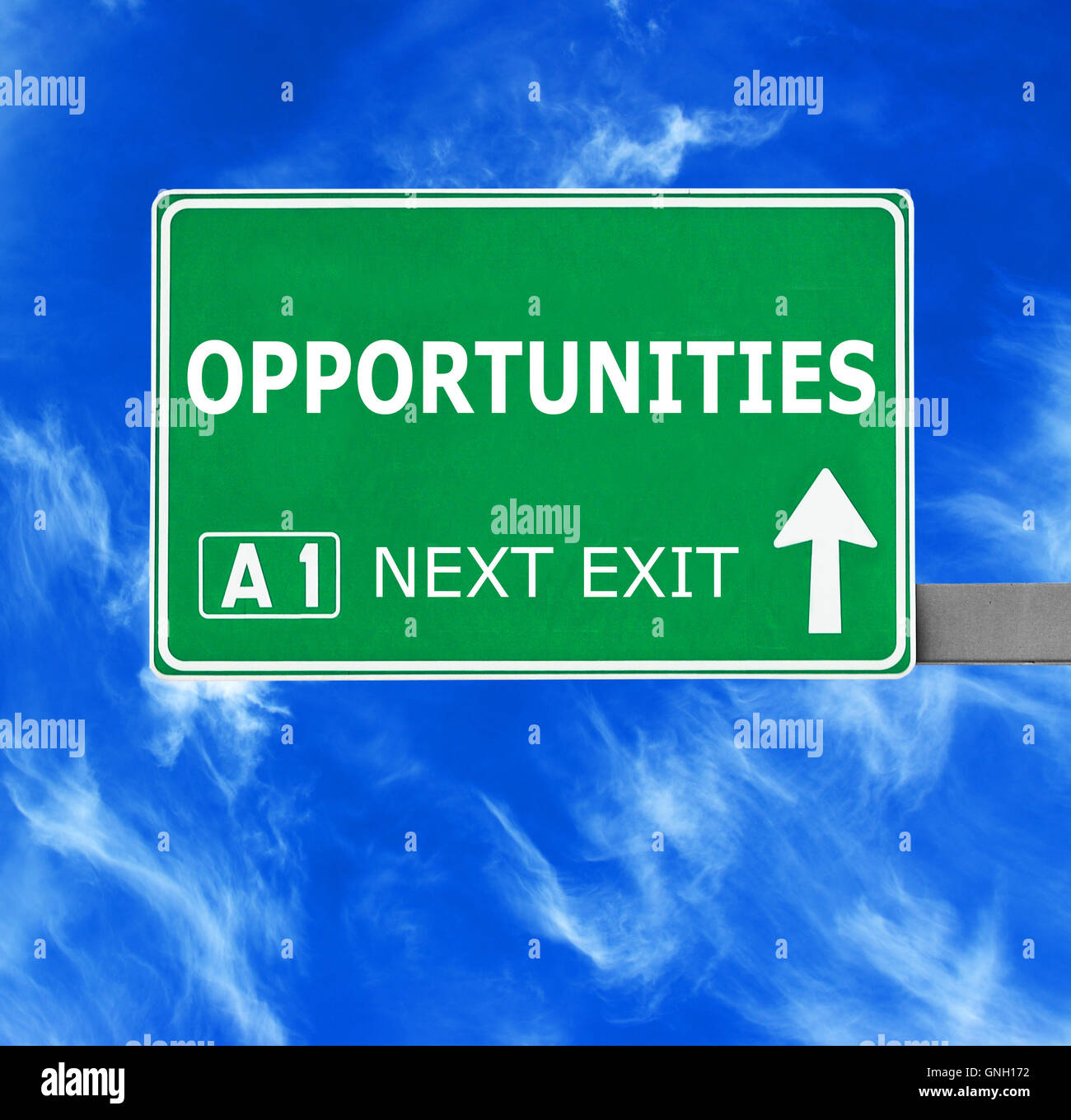 OPPORTUNITIES road sign against clear blue sky Stock Photo - Alamy