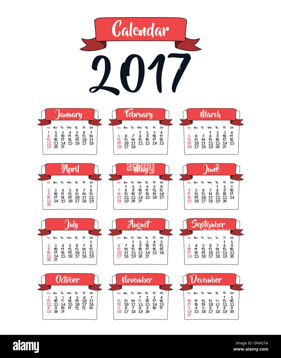 2017 year calendar design Stock Vector Image & Art - Alamy