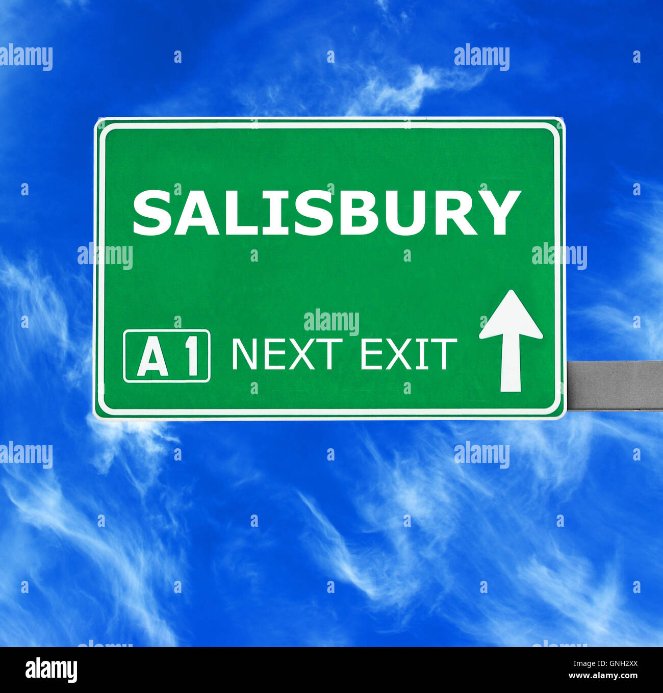 SALISBURY road sign against clear blue sky Stock Photo - Alamy