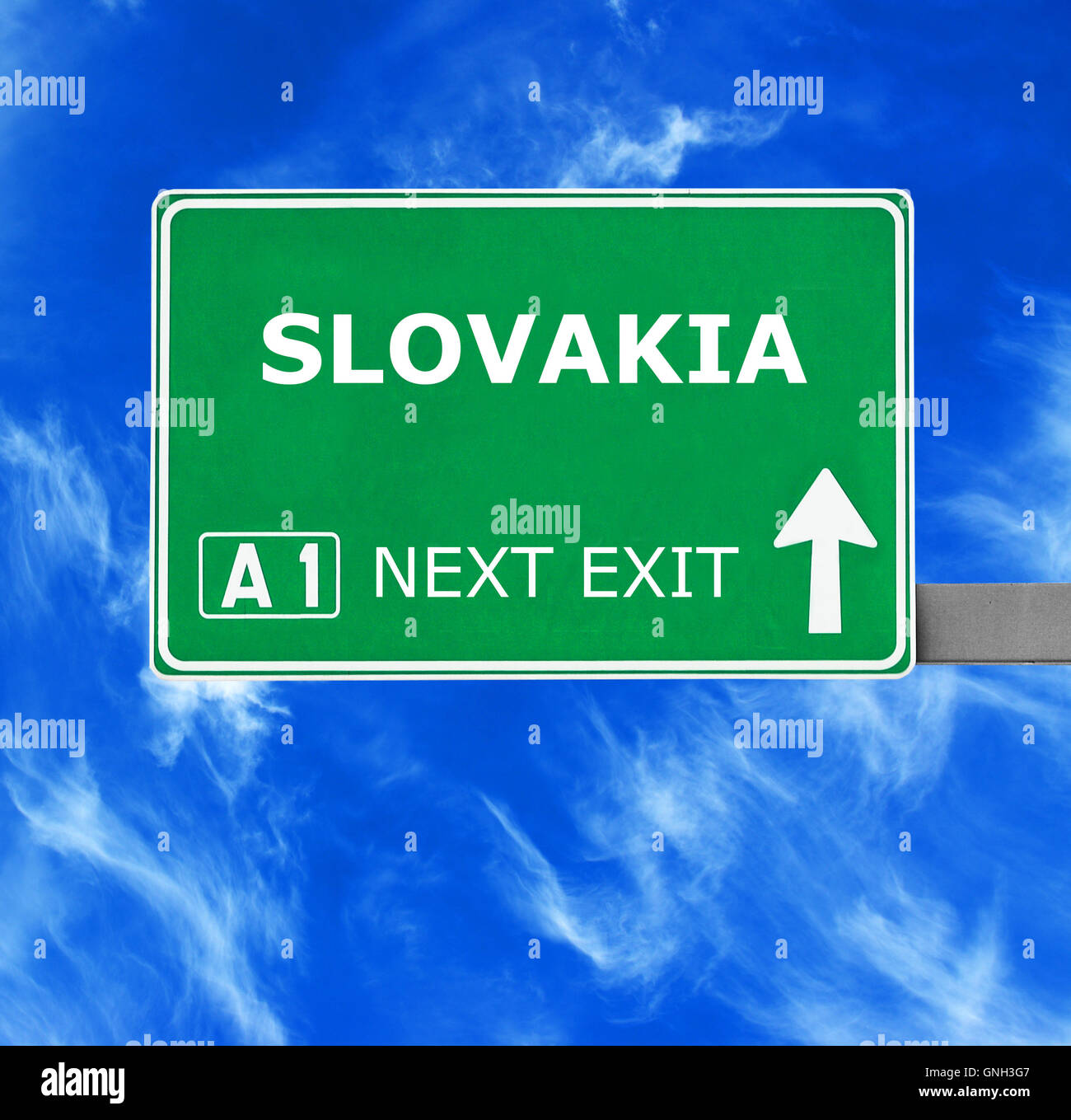 SLOVAKIA road sign against clear blue sky Stock Photo - Alamy