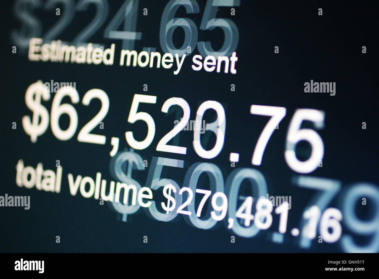 Money sent on screen Stock Photo - Alamy