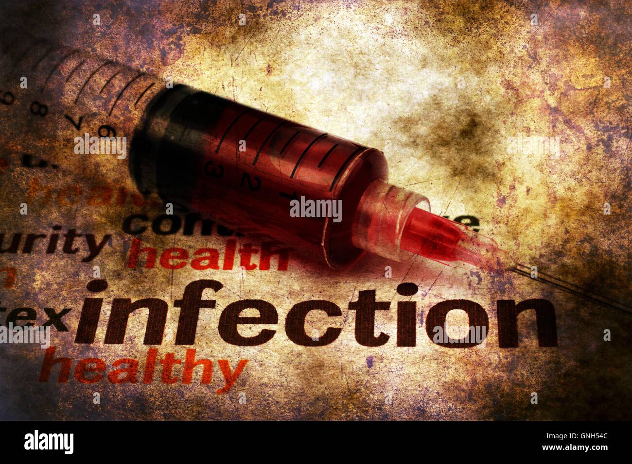 Syringe and aids infection grunge concept Stock Photo - Alamy