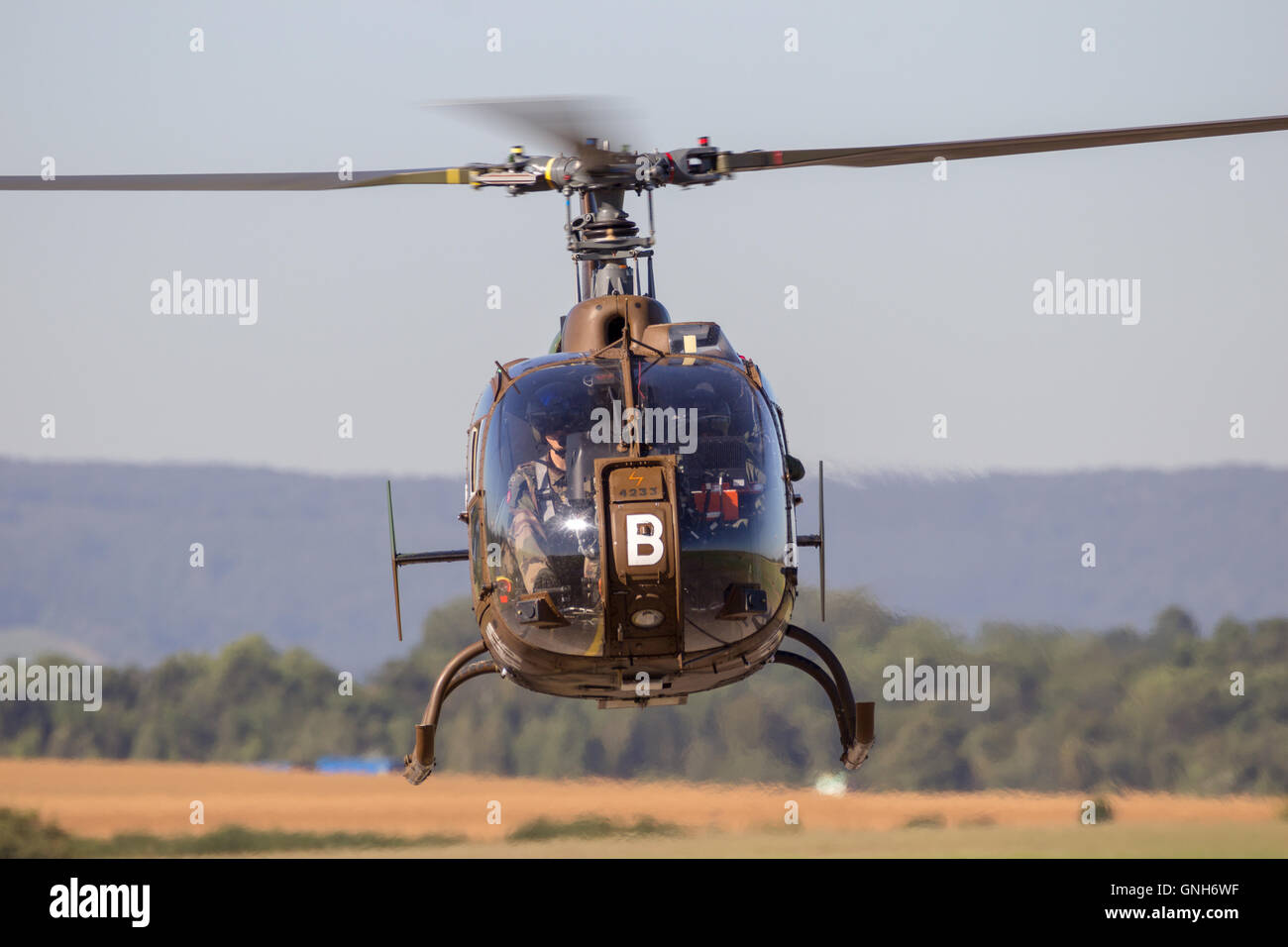 French Army Gazelle helicopter flying Stock Photo - Alamy