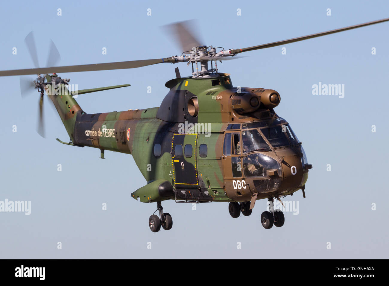 French Army Puma helicopter flying Stock Photo - Alamy