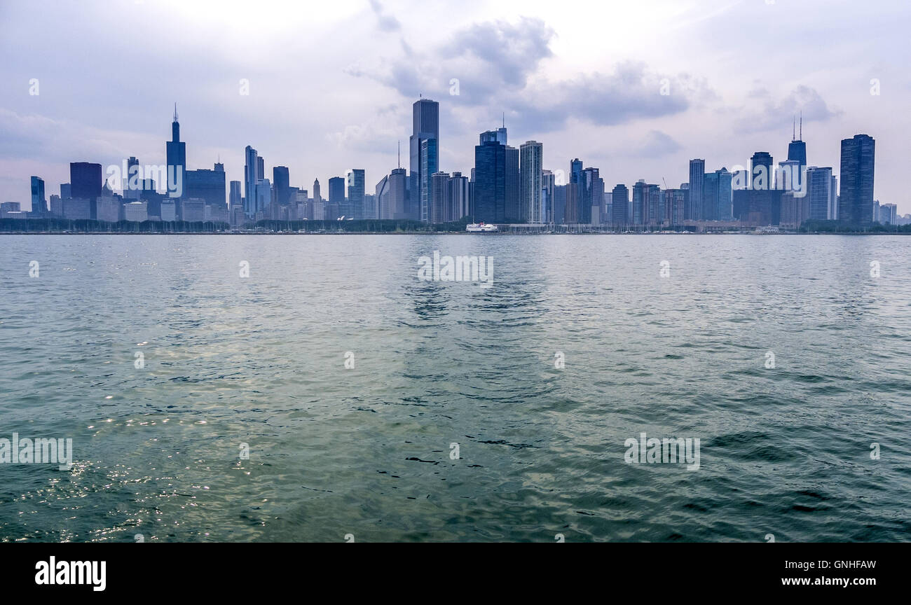 The skyline of Chicago from Lake Michigan Stock Photo - Alamy