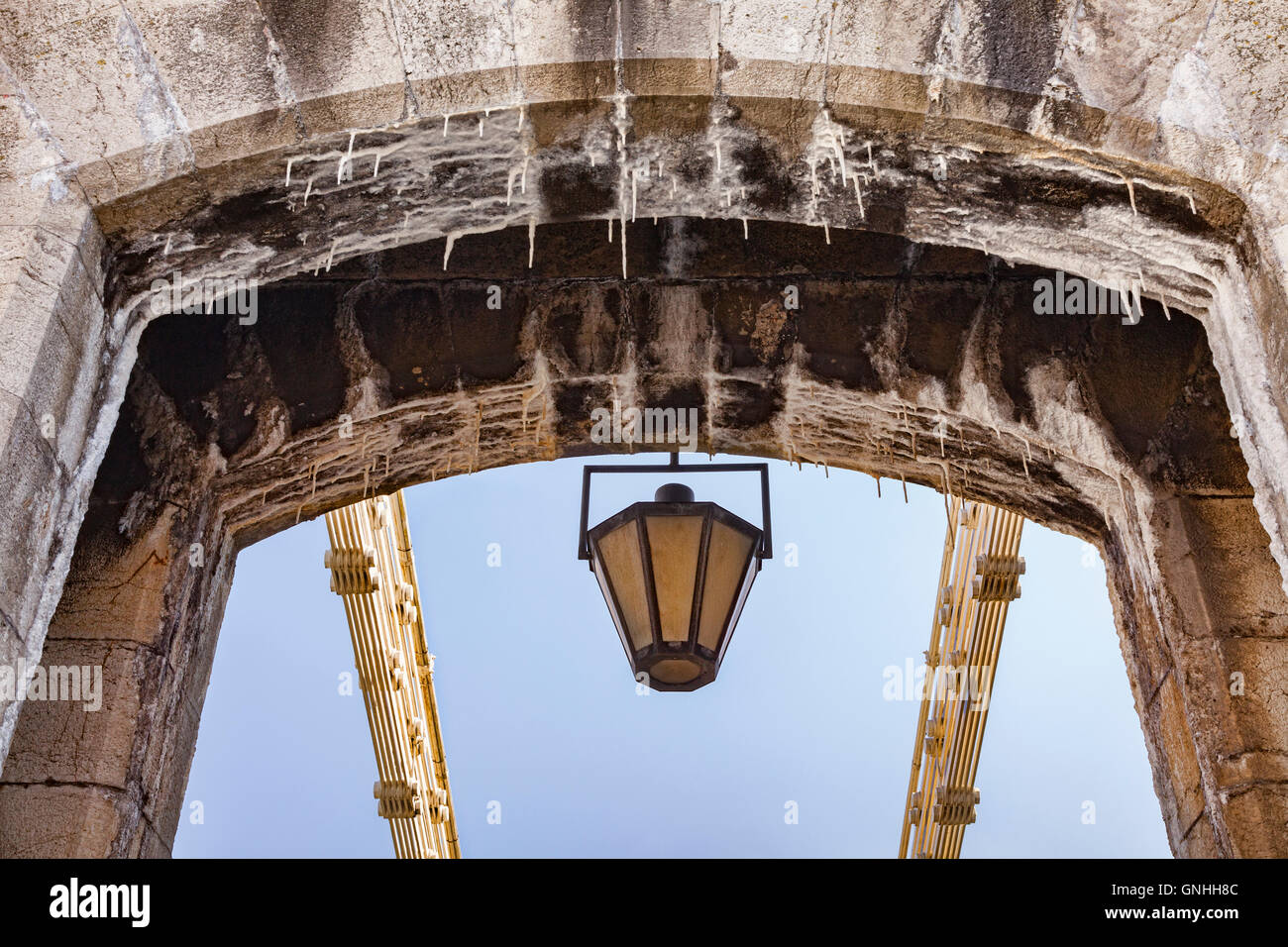 Stalactites formed by lime leaching out of the mortar on Thomas Telford ...