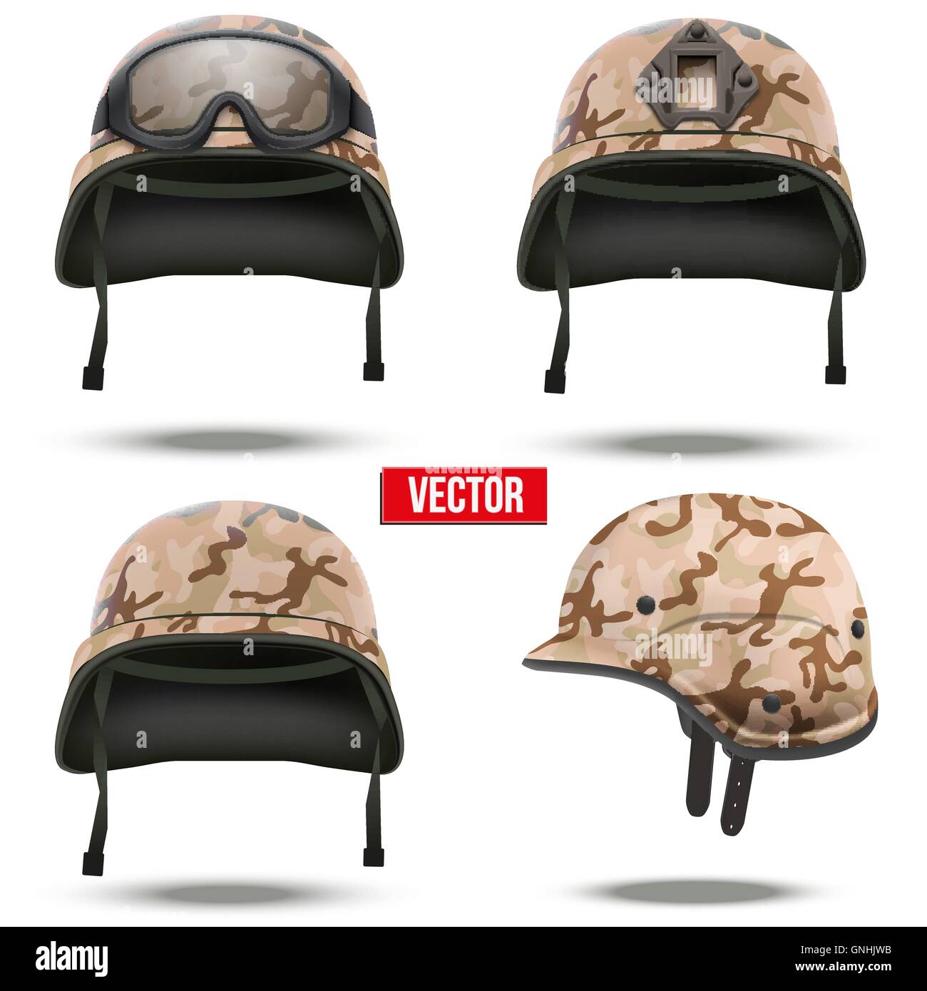 Set of Military tactical helmets desert color Stock Vector Image & Art ...