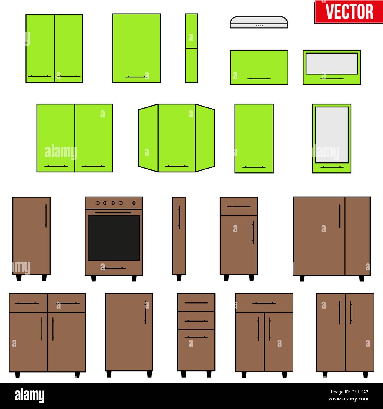 Set of Modular kitchen objects Stock Vector Image & Art - Alamy