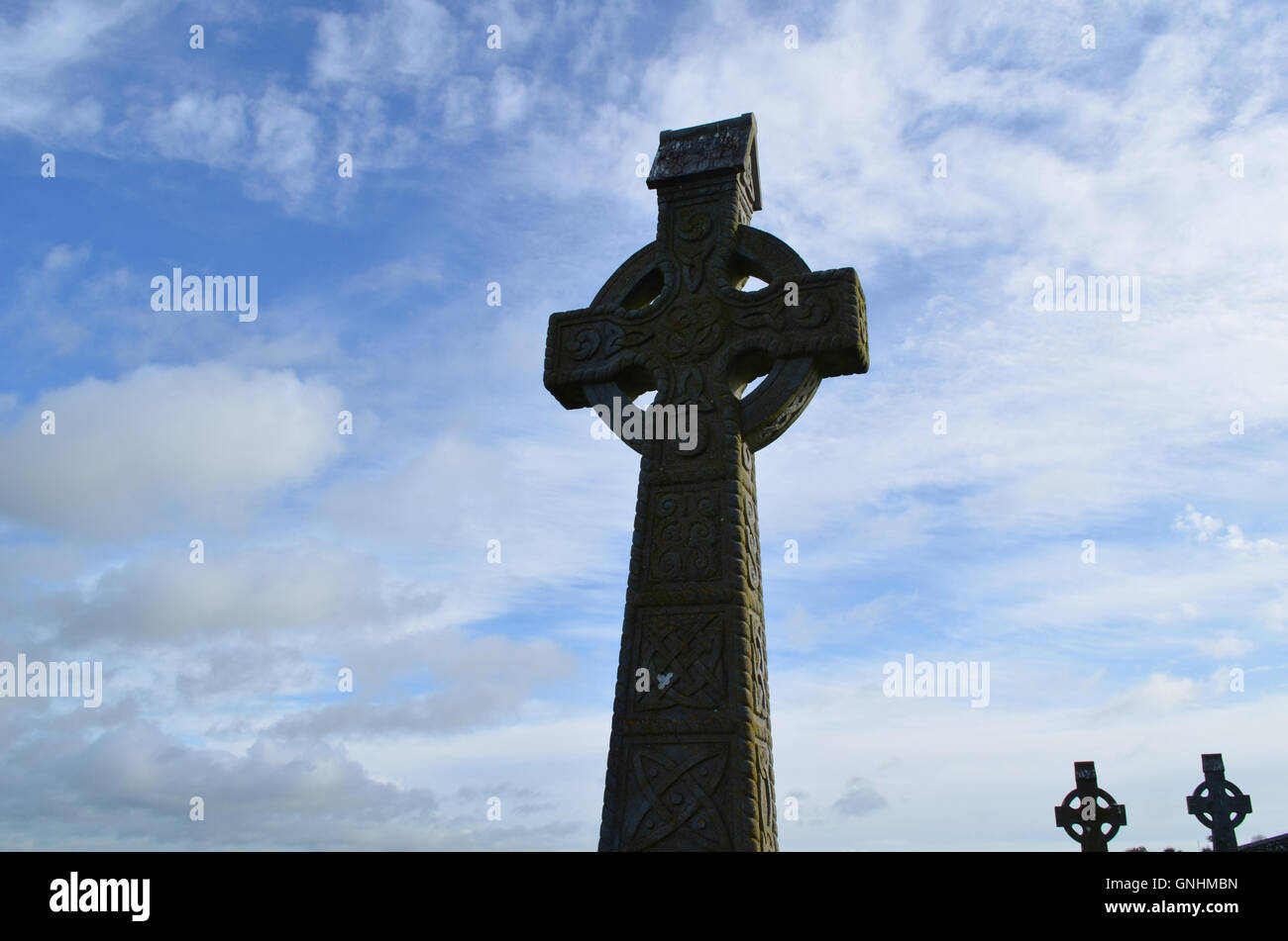 Towering silhouetted celtic crosses in Ireland Stock Photo - Alamy