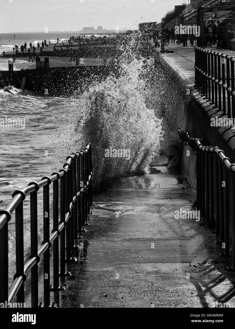 Promenade beach seaside seafront Black and White Stock Photos & Images ...
