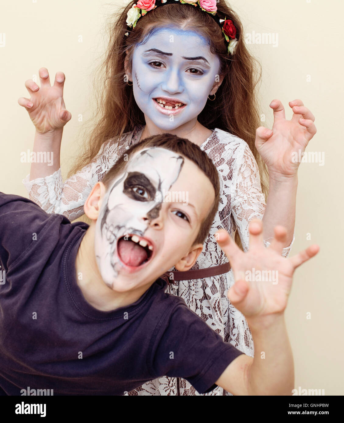zombie apocalypse kids concept. Halloween party celebration facepaint ...