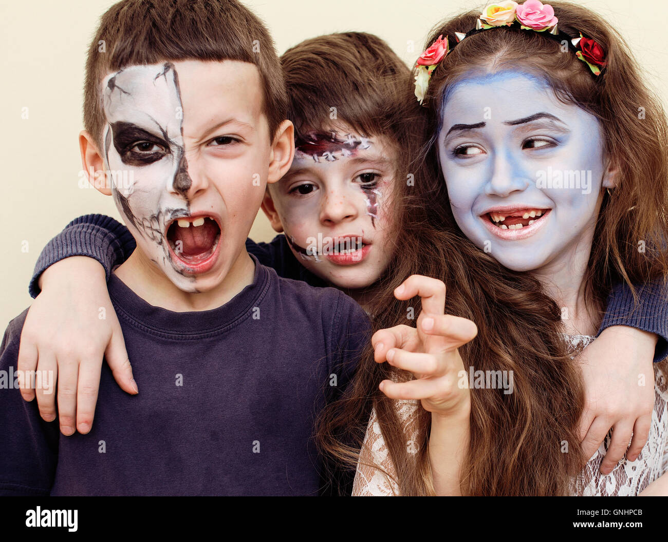 zombie apocalypse kids concept. Birthday party celebration facepaint on ...
