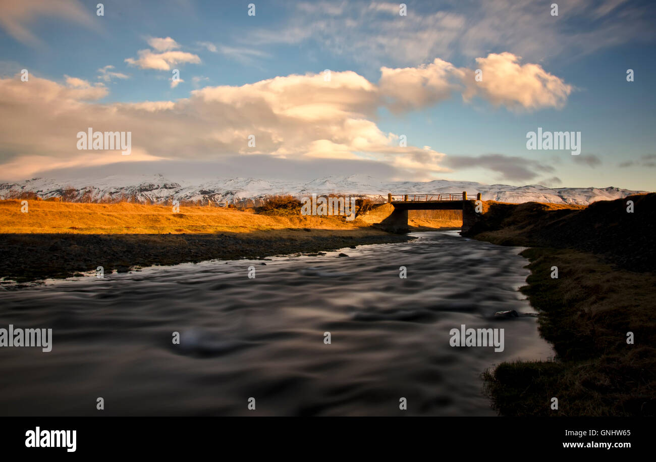 Mountains landscape, beautiful brigde in Iceland Stock Photo - Alamy