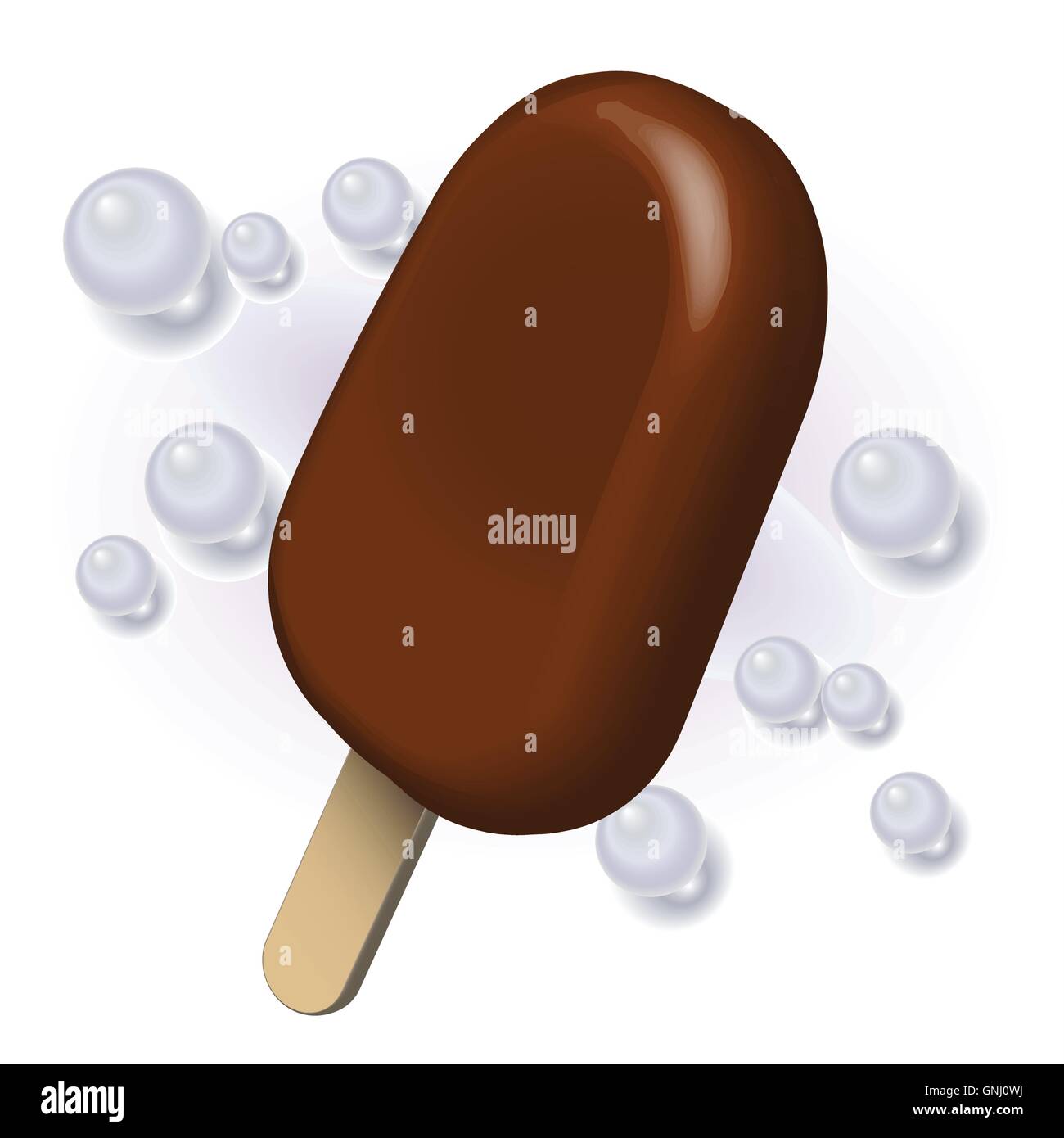Vector illustration of an ice cream and dew drops, on separated ...