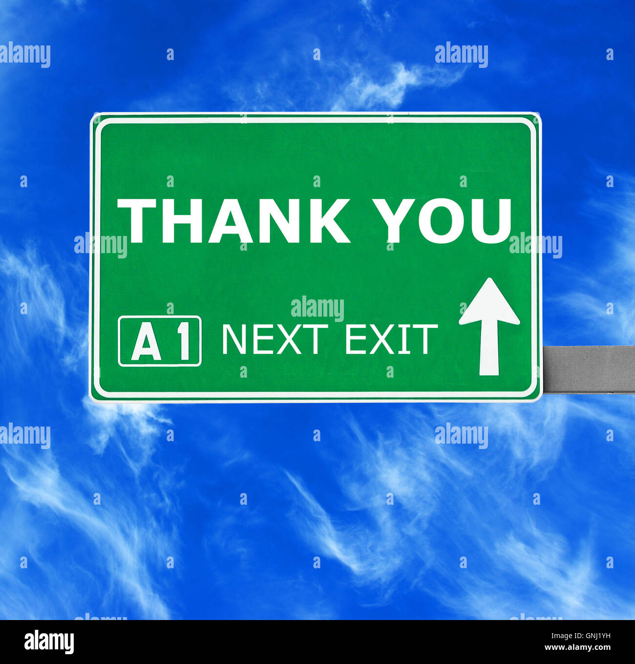 THANK YOU road sign against clear blue sky Stock Photo - Alamy