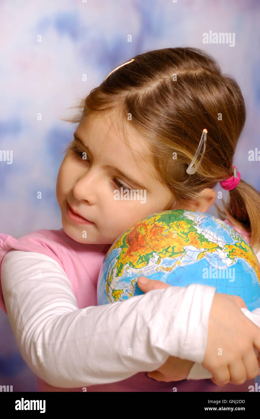 girl holding earth planet globe - save the earth for future generations ...