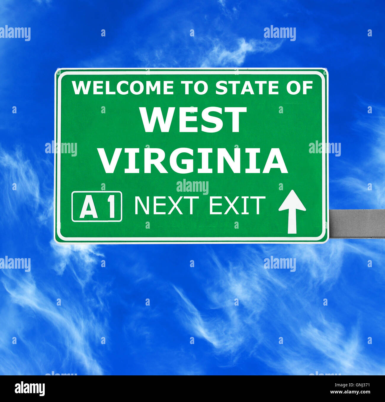 WEST VIRGINIA road sign against clear blue sky Stock Photo - Alamy