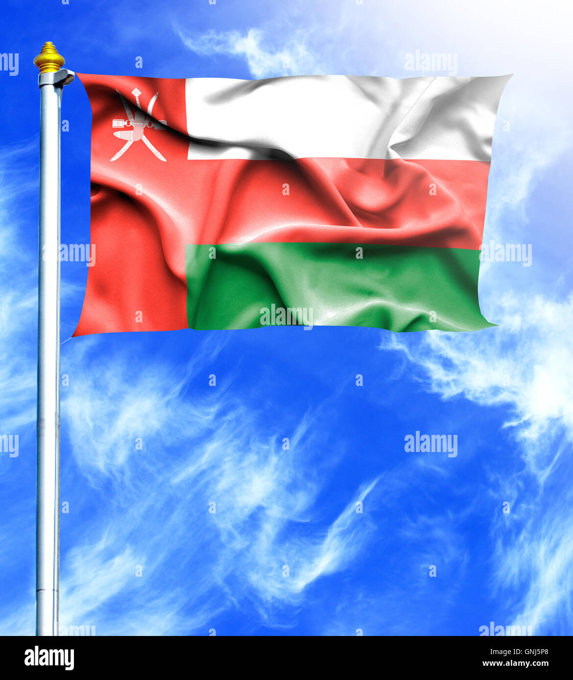Flag of oman waving at the mast hi-res stock photography and images - Alamy