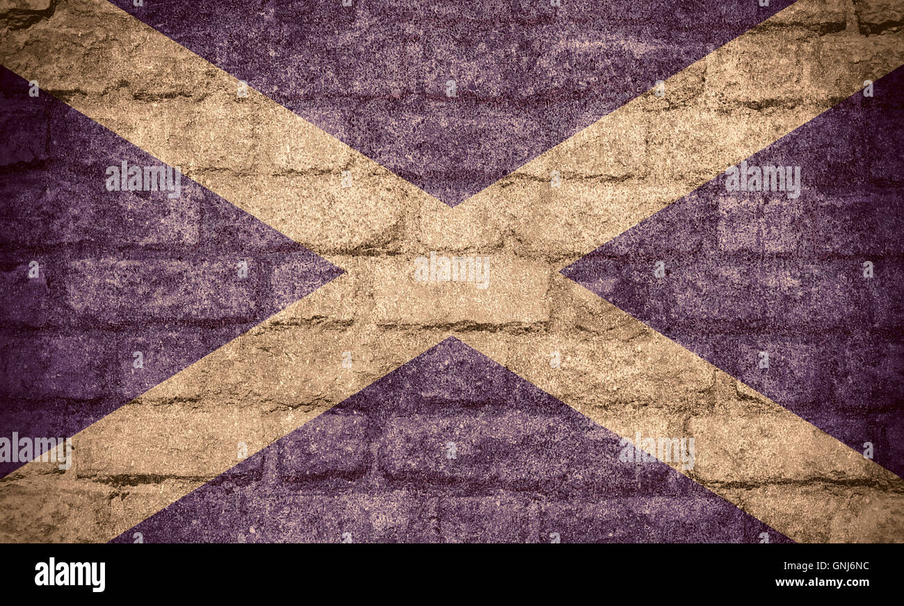 flag of Scotland or Scottish banner on brick texture Stock Photo - Alamy