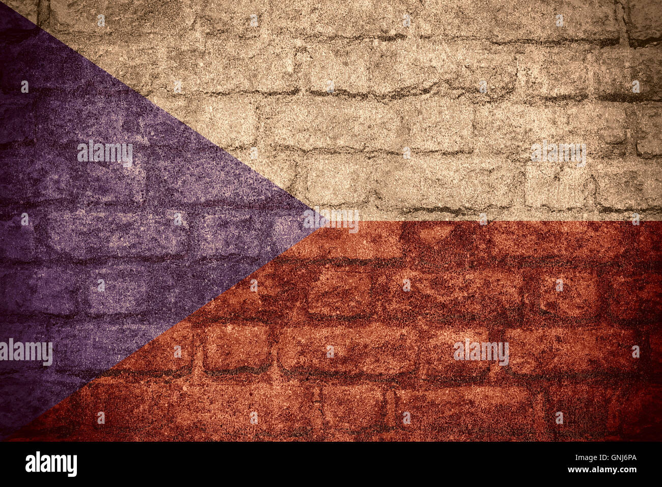 flag of Czech Republic or banner on brick texture Stock Photo - Alamy
