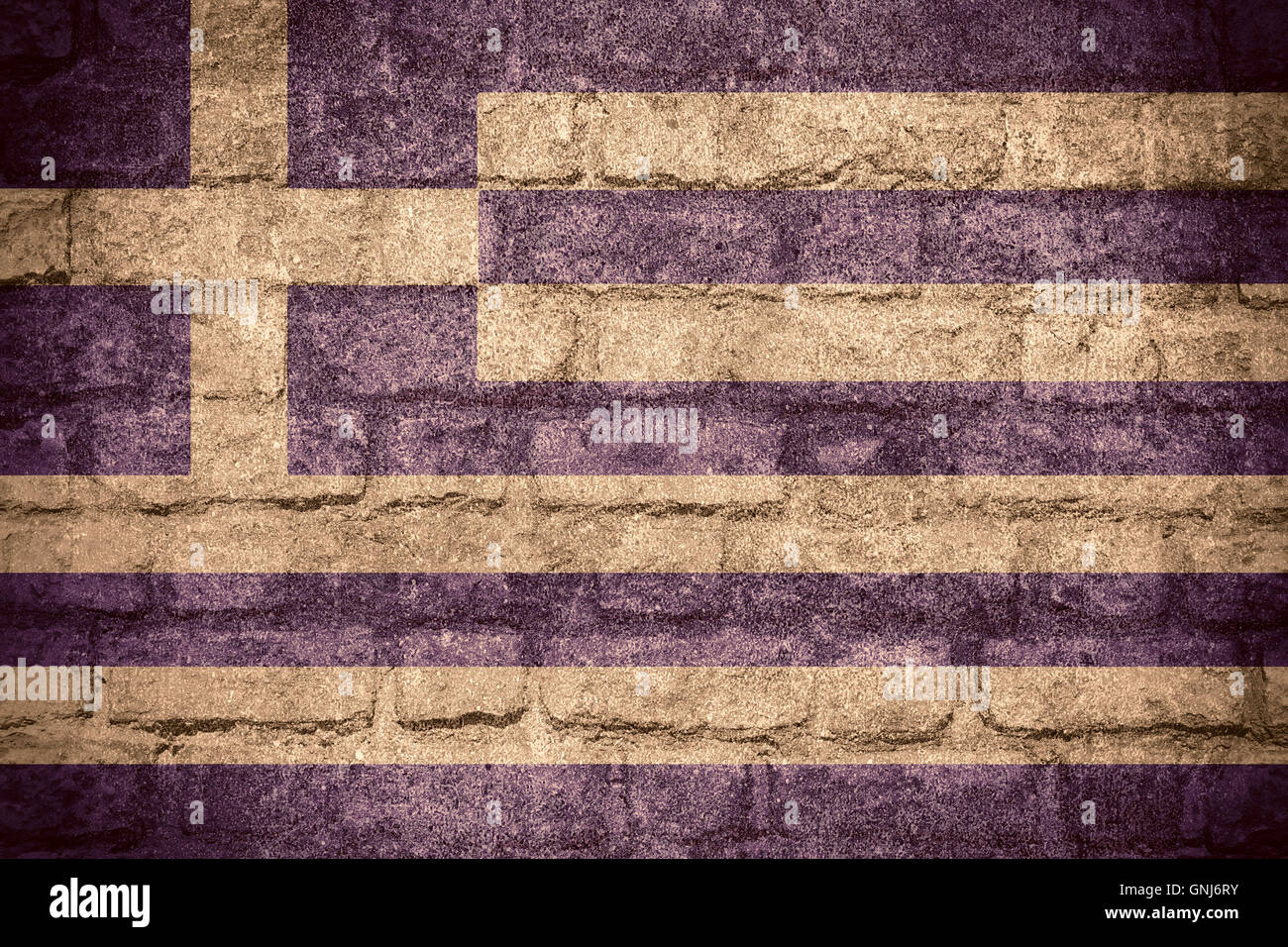 flag of Greece or Greek banner on brick texture Stock Photo - Alamy