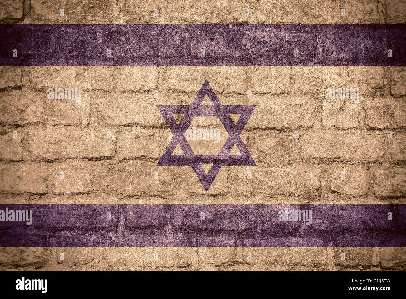 flag of Israel or Israeli banner on brick texture Stock Photo - Alamy