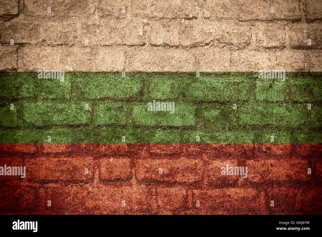 flag of Bulgaria or Bulgarian banner on brick texture Stock Photo - Alamy