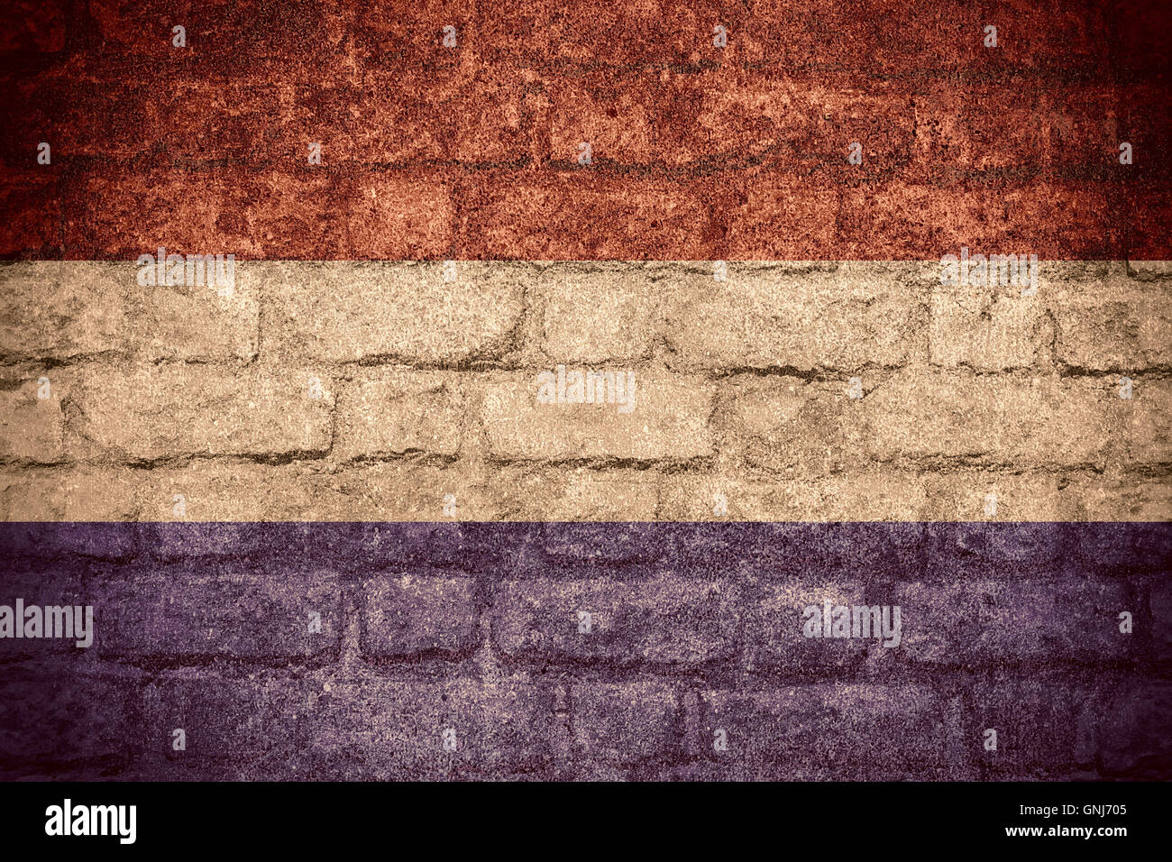 flag of Holand or Dutch banner on brick texture, Netherlands Stock ...
