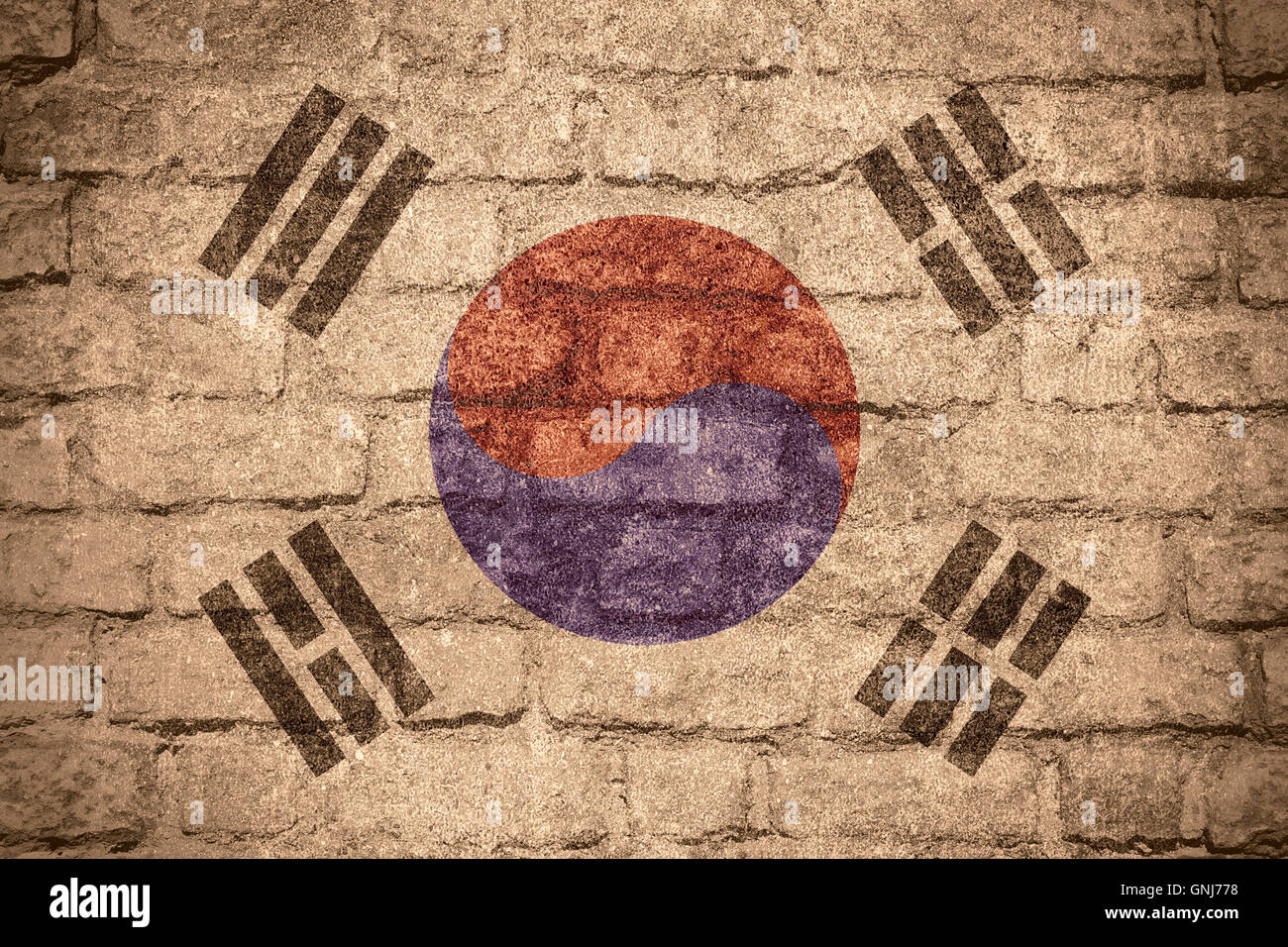 flag of South Korea or Korean banner on brick texture Stock Photo - Alamy