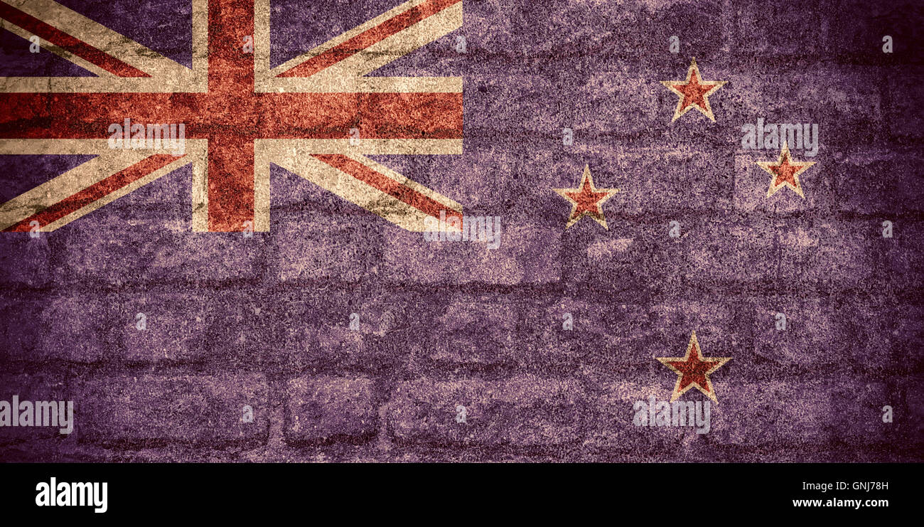 flag of New Zealand or banner on brick texture Stock Photo - Alamy
