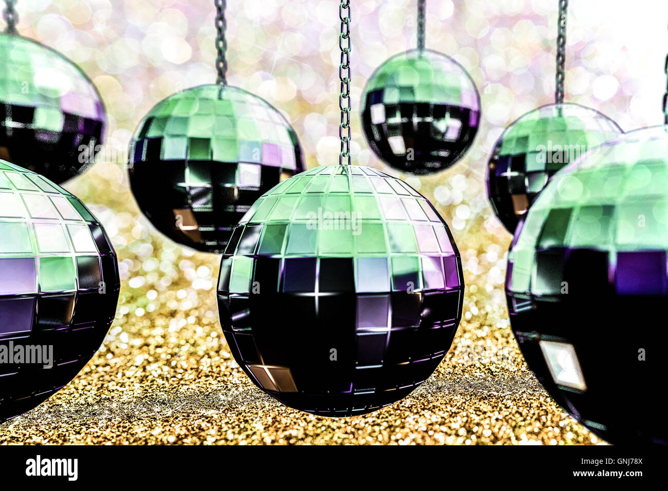 3d illustration of few reflective glitter balls Stock Photo - Alamy