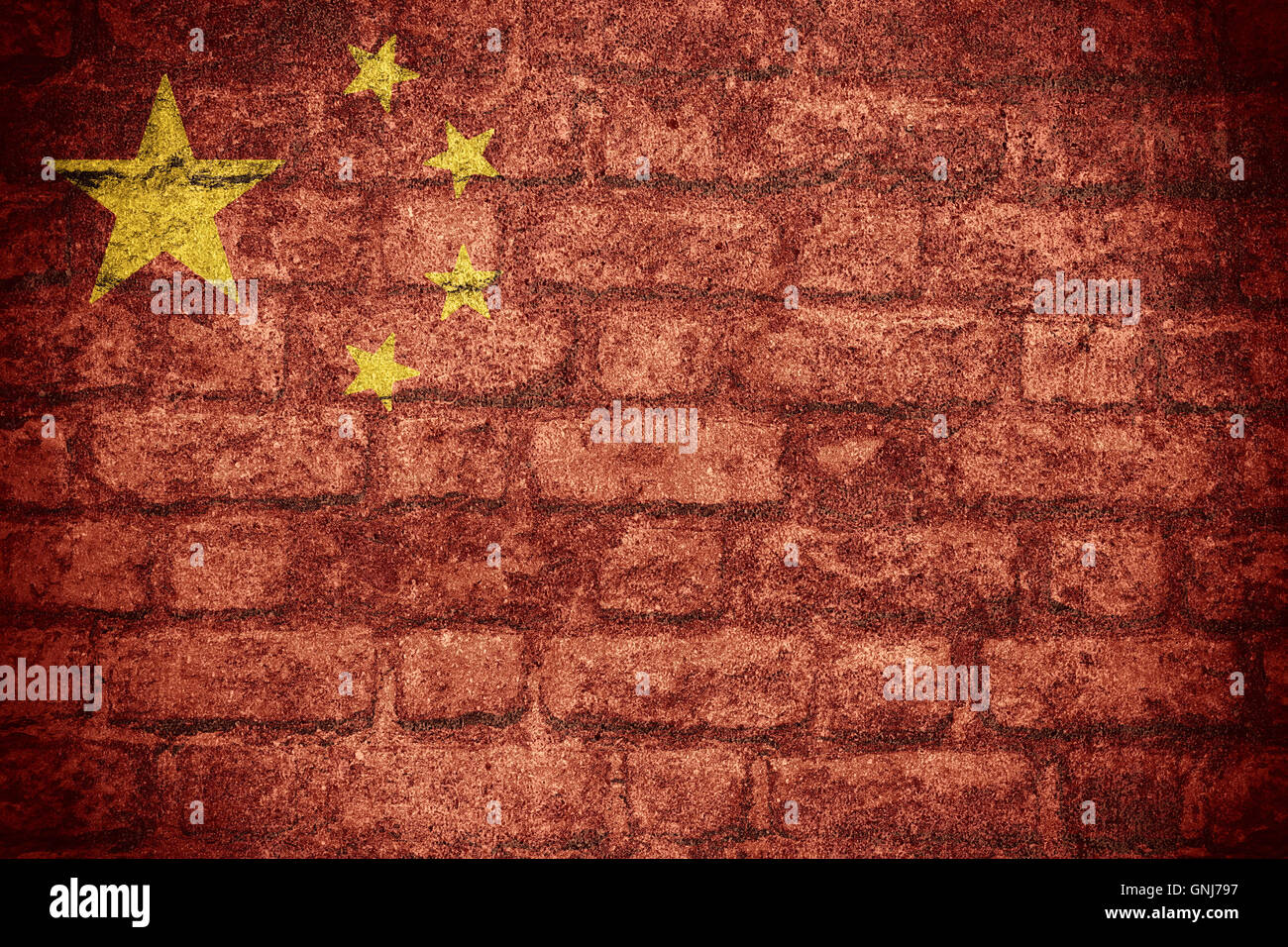 flag of China or Chinese banner on brick texture Stock Photo - Alamy