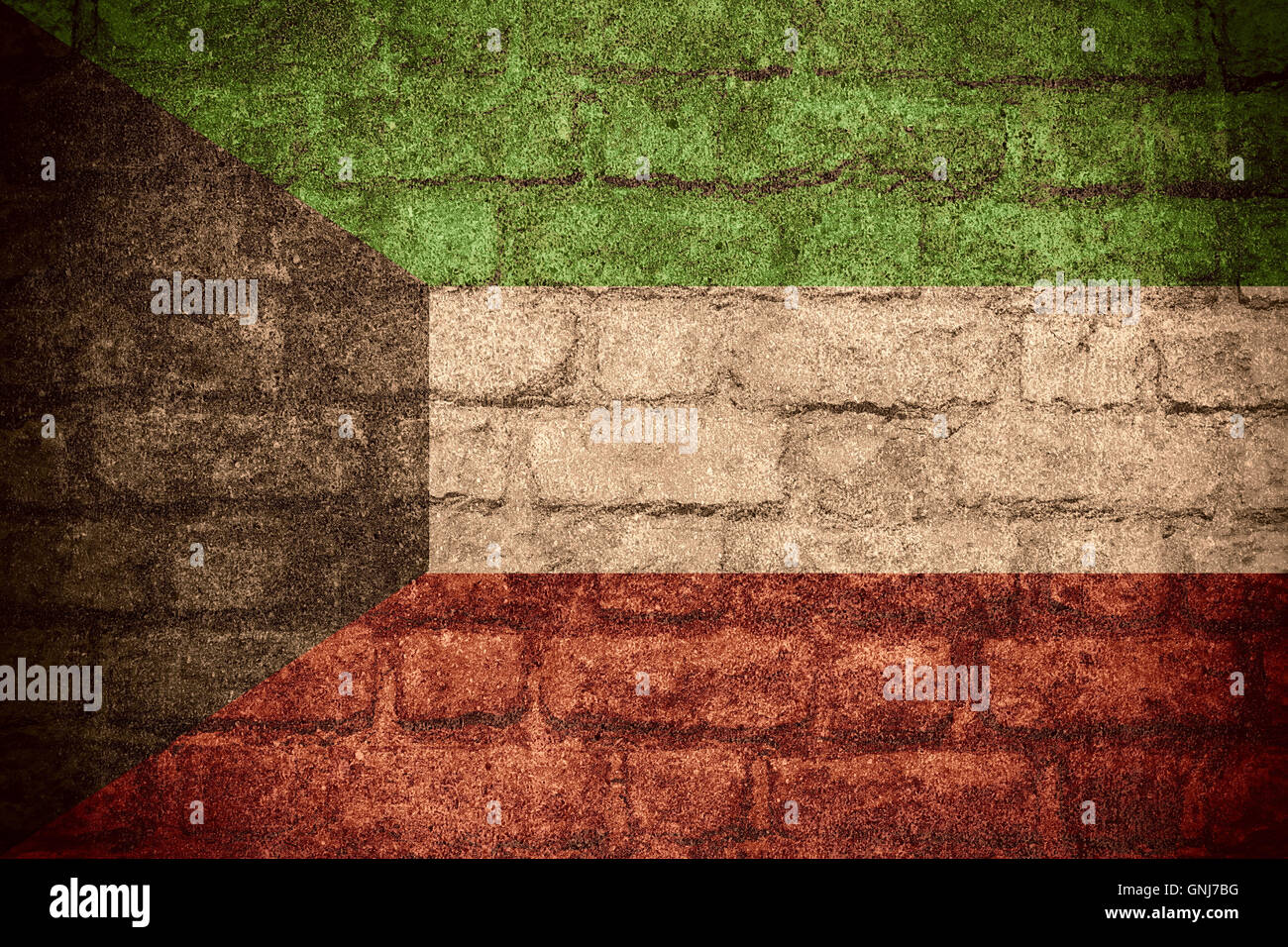 flag of Kuwait or Kuwaiti banner on brick texture Stock Photo - Alamy