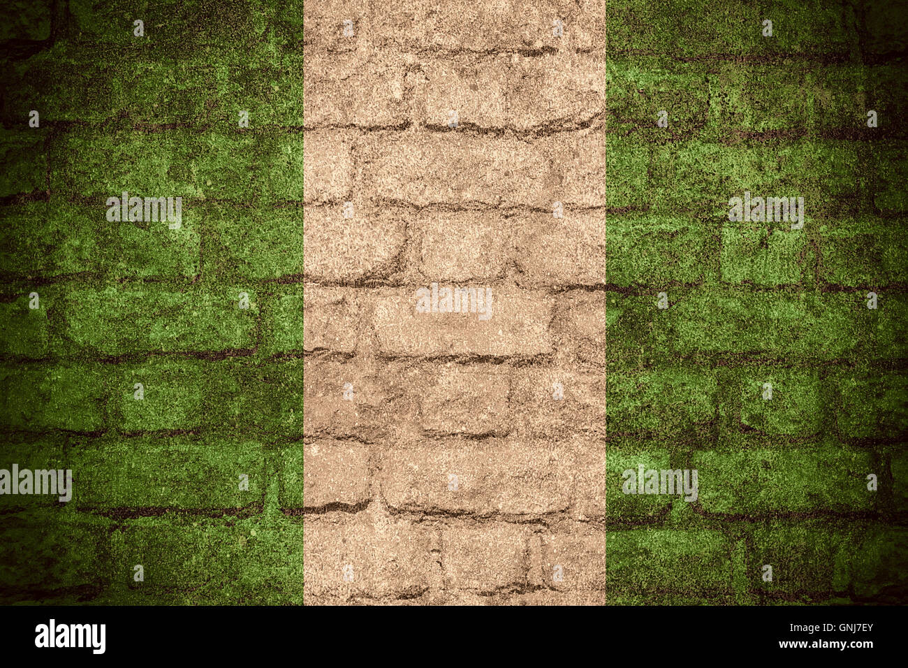 flag of Nigeria or Nigerian banner on brick texture Stock Photo - Alamy