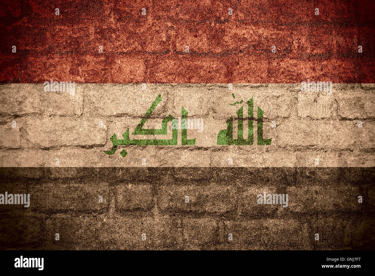 flag of Iraq or Iraqi banner on brick texture Stock Photo - Alamy