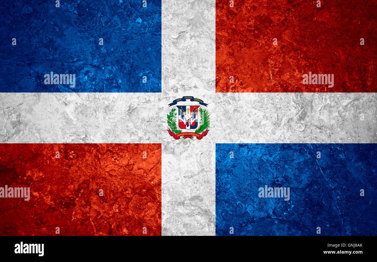 flag of Dominican or banner on vintage background Stock Photo - Alamy